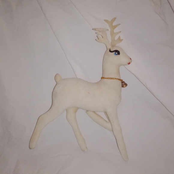 Unbranded | Holiday | Mcm Vintage Christmas Reindeer Flocked Blue Eyed ...